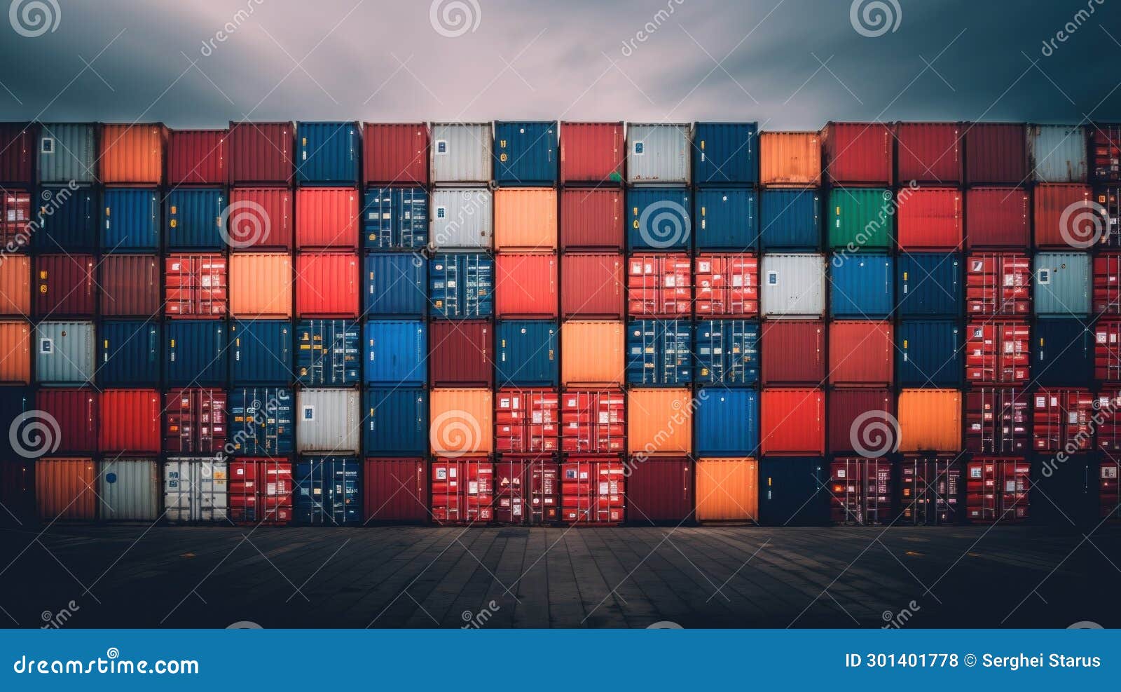 A Large Stack of Shipping Containers are Stacked Up Against a Cloudy ...