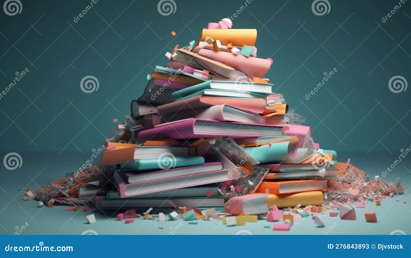 Large Stack of Textbooks in Library Collection Generated by AI Stock ...