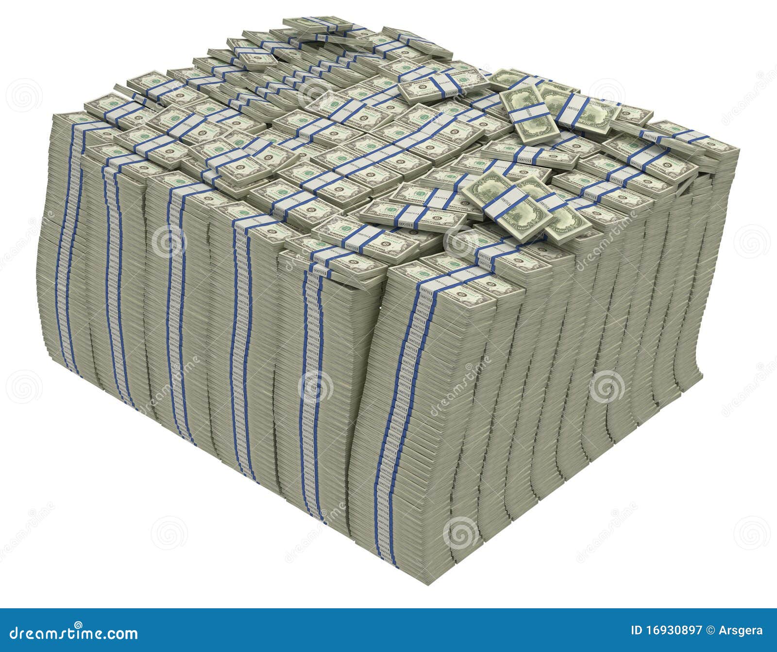 Large Stack of US Dollars Isolated Stock Illustration - Illustration of ...