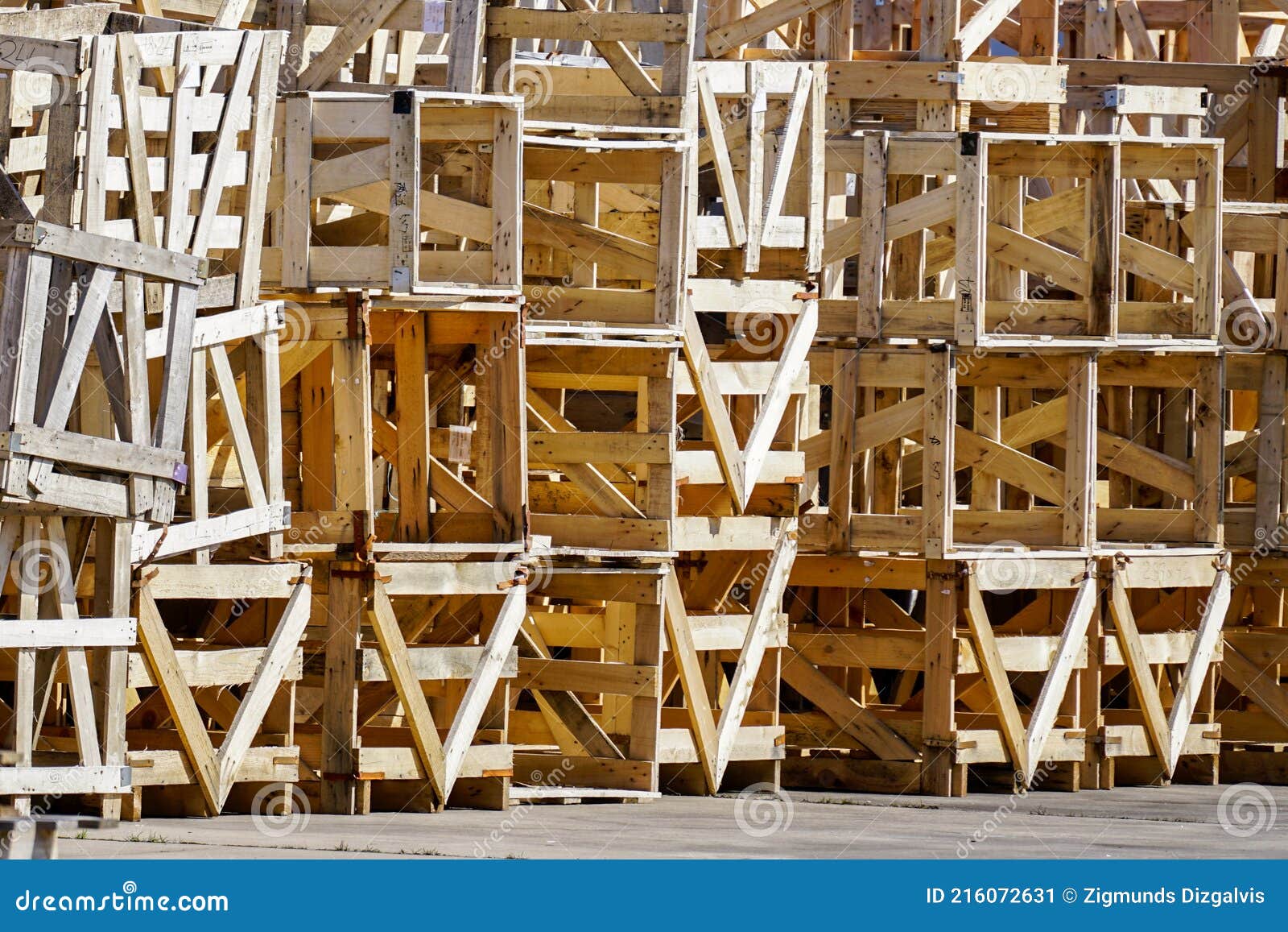 Large Stack with Used Wooden Packing Boxes Stock Image - Image of reuse ...