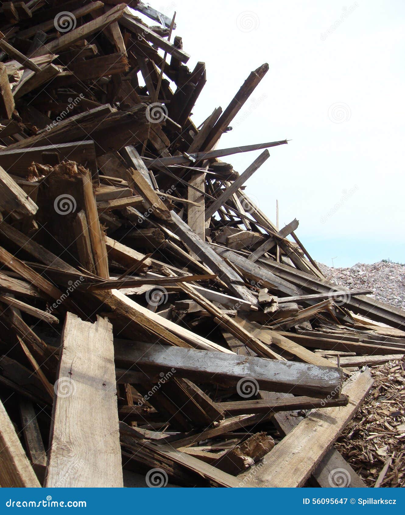 Large Stack of Wood on a Demolition Site Stock Image - Image of trash ...