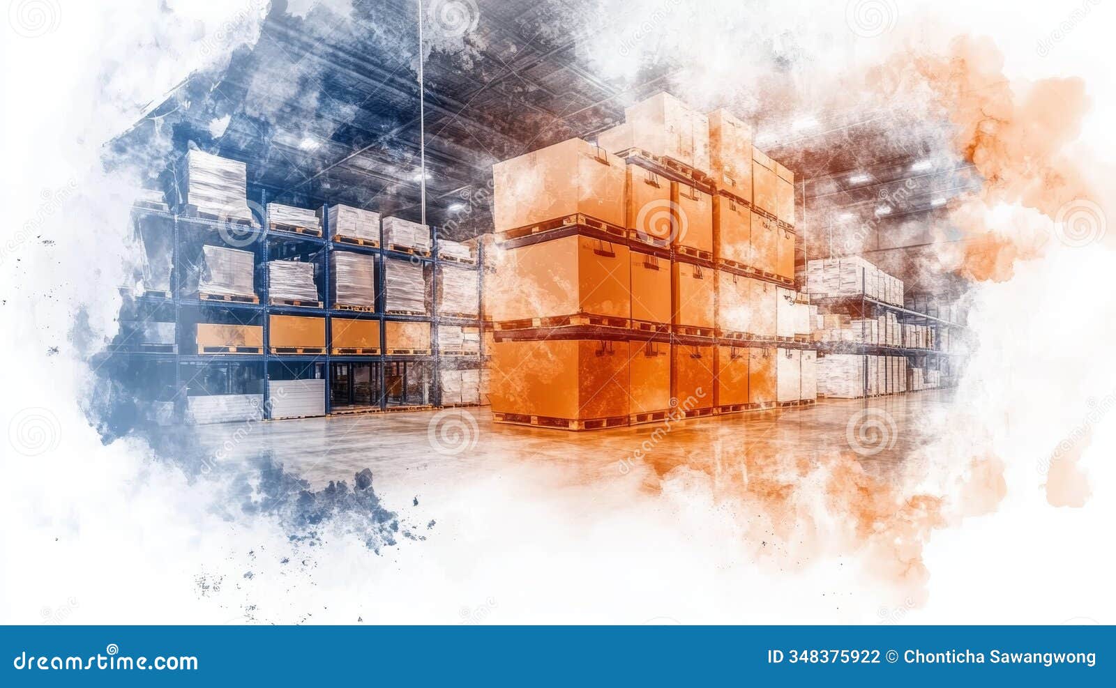 Large Stacker in a Modern Warehouse, Streamlining Logistics and Storage ... Large Stacker in a Modern Warehouse, Streamlining Logistics and Storage ...