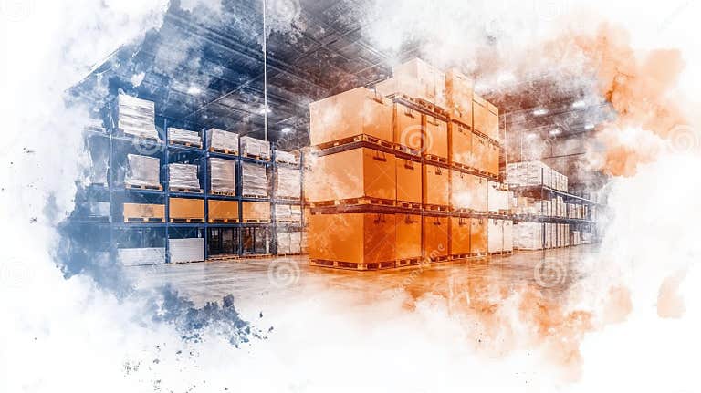 Large Stacker in a Modern Warehouse, Streamlining Logistics and Storage Solutions for Efficient ...