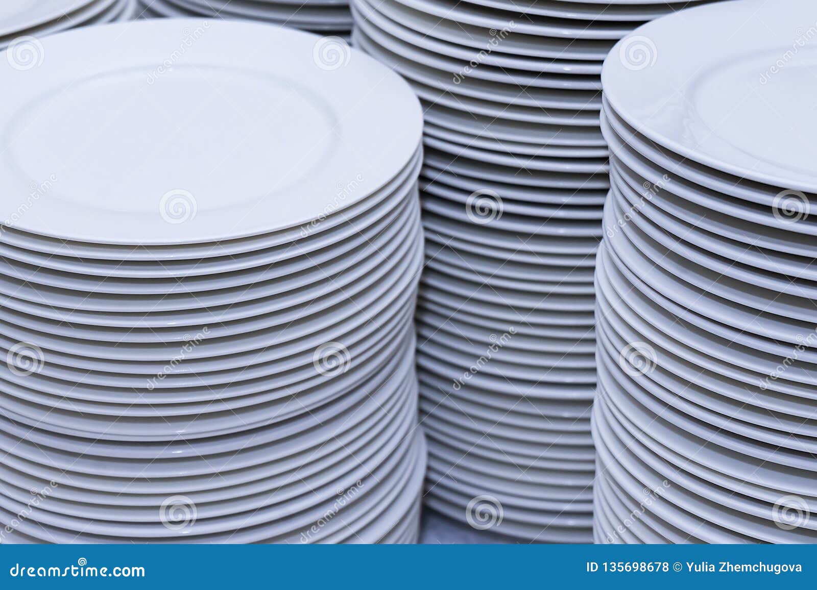 Large Stacks of Clean White Plates after Washing in the Kitchen Stock ...
