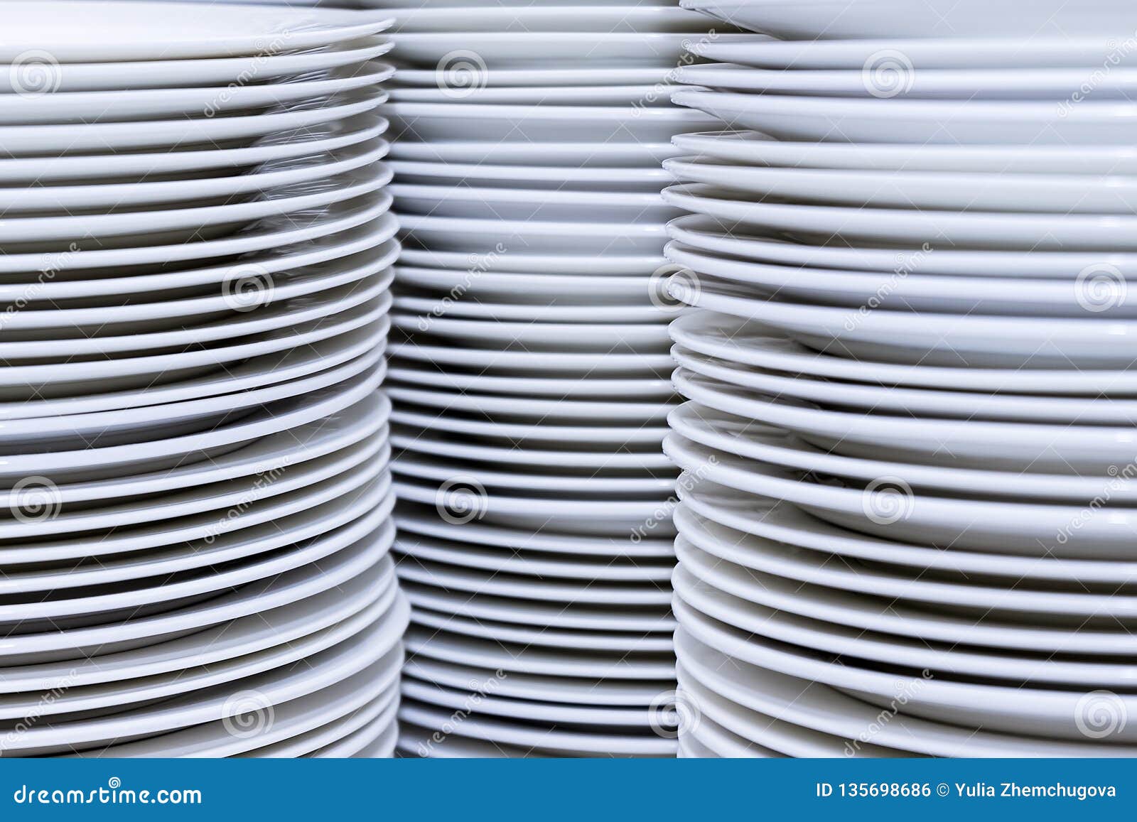 Large Stacks of Clean White Plates after Washing in the Kitchen Stock ...
