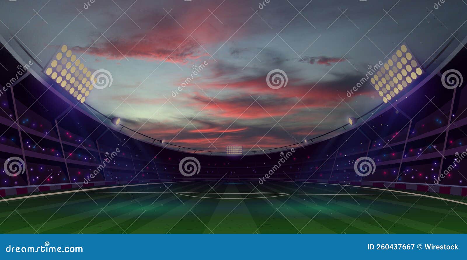 Large Stadium with Sunset Sky Stock Illustration - Illustration of ...
