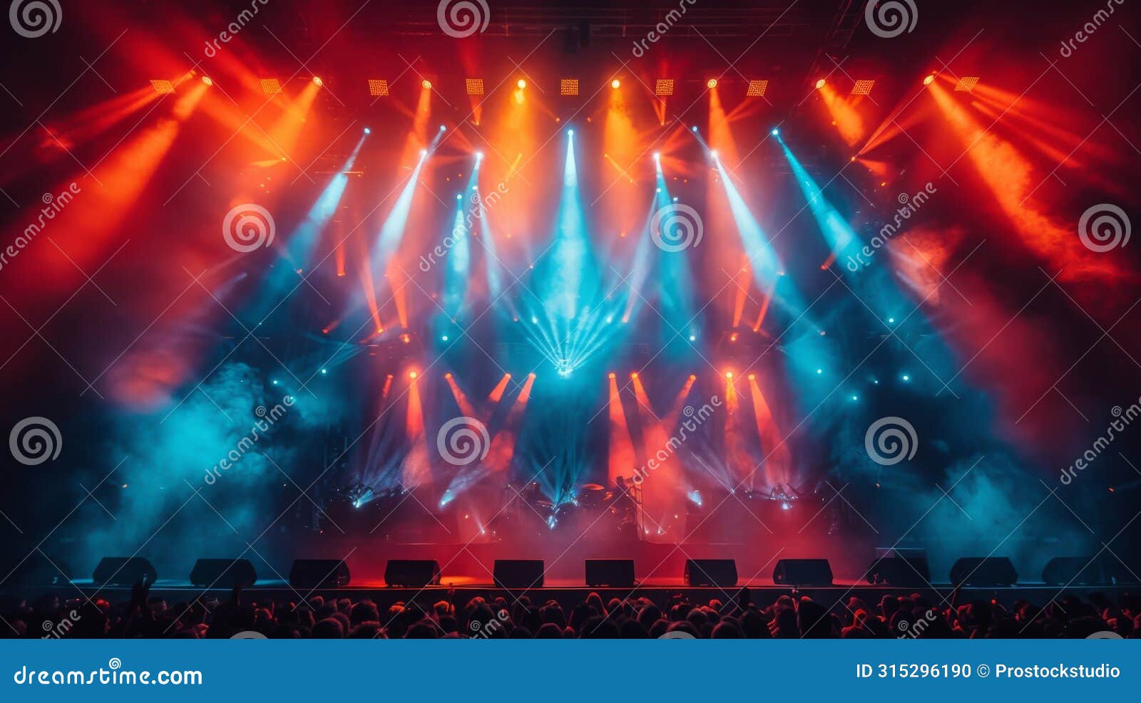 Brightly Lit Stage with Numerous Lights Stock Photo - Image of backdrop ...