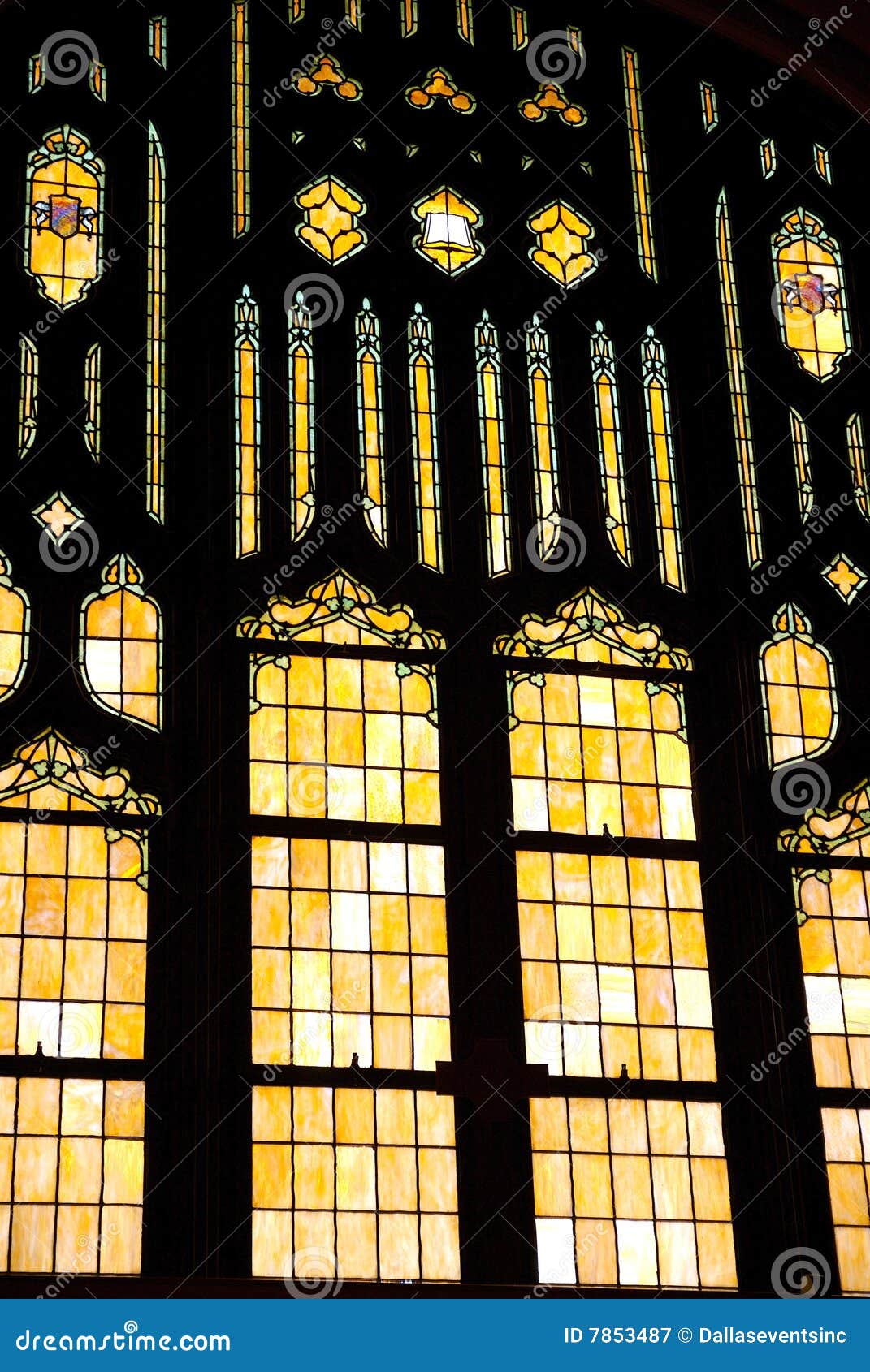 A Large Stained Glass Window Inside a Church Stock Image - Image of ...