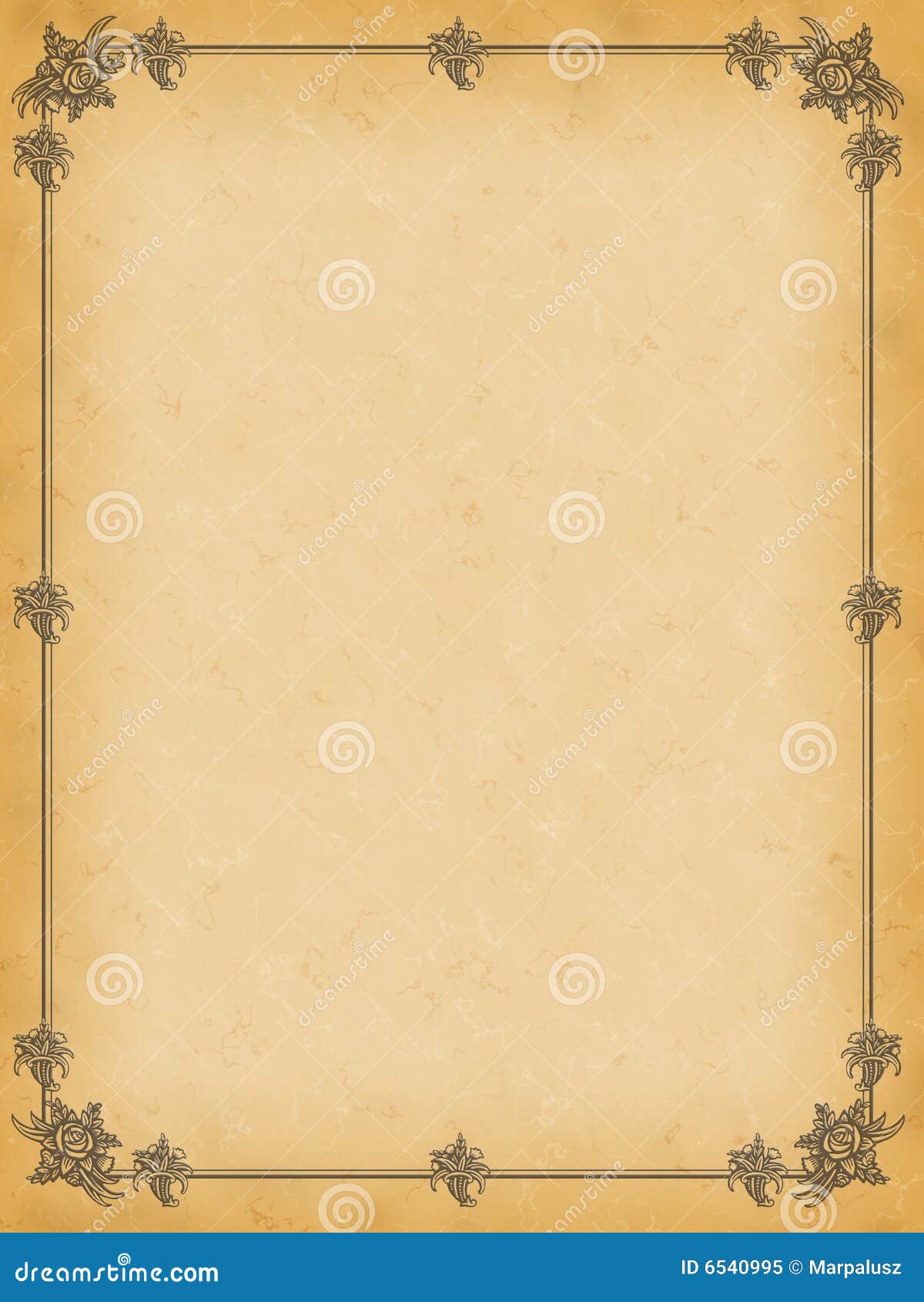 Large Stained Old Paper with Decorative Ornaments Stock Image - Image ...