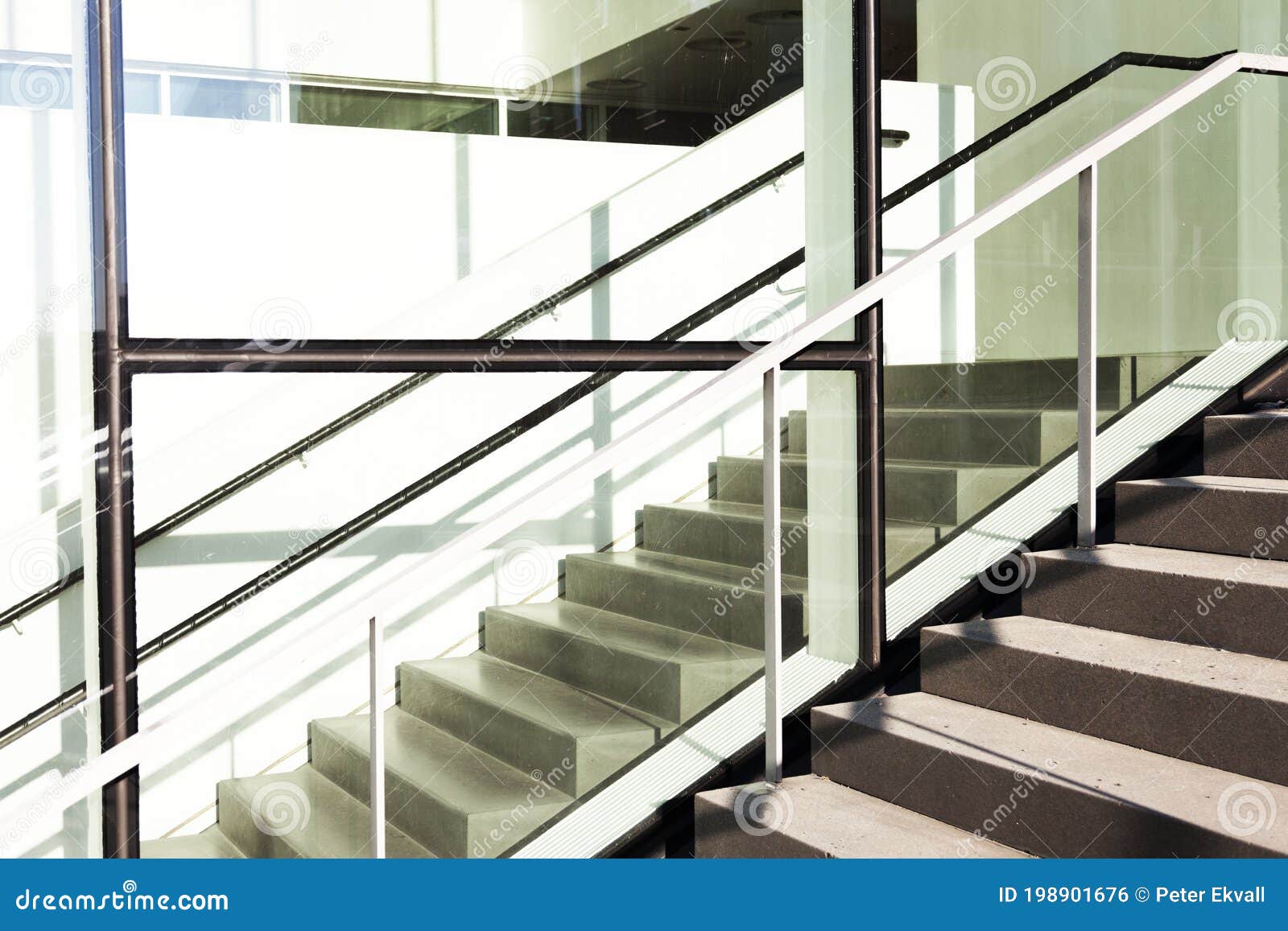 Large Staircase Outside and Inside that Runs Parallel Stock Photo ...