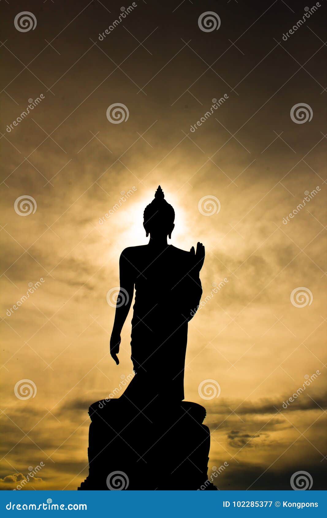 Large Standing Buddha Image Shadows Stock Image - Image of visakabucha ...