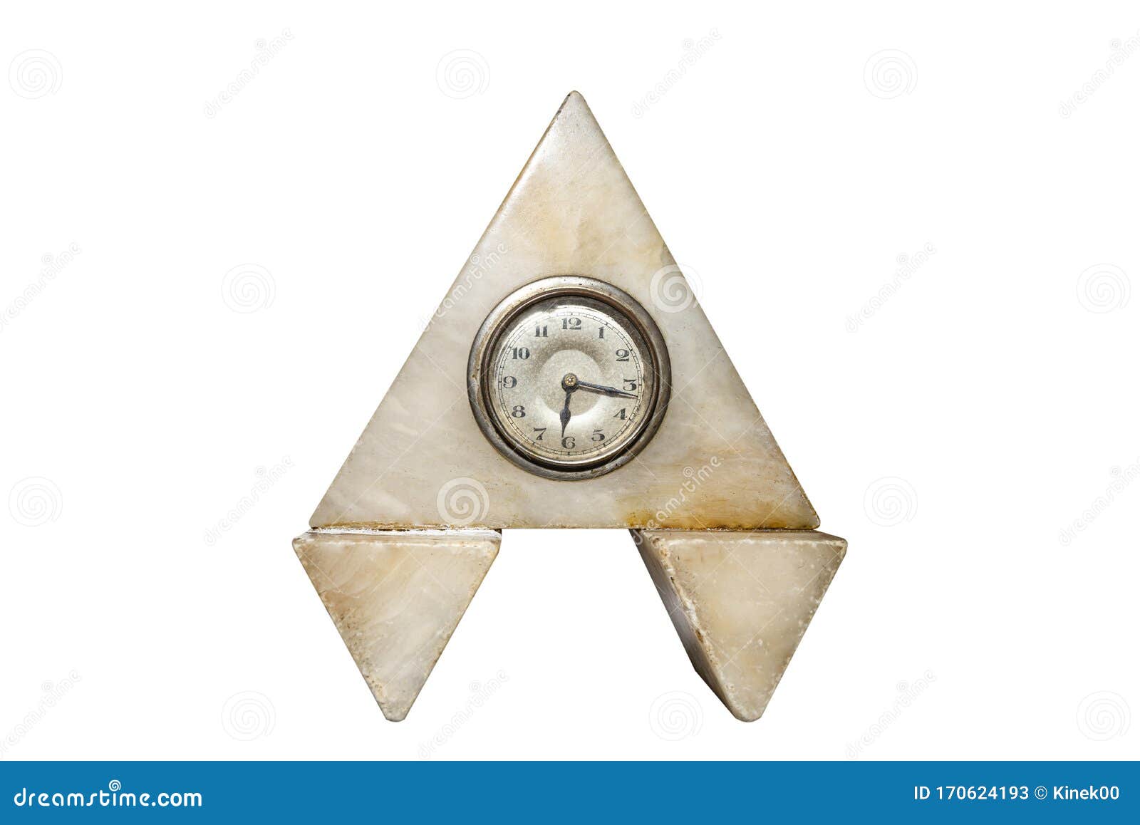 Large Standing Clock Made of Stone, Isolated on a White Background with ...