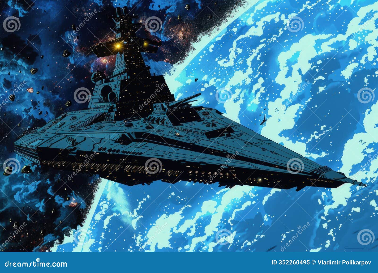 A Large Star Destroyer Flying through the Sky. Suitable for Sci-fi and ...