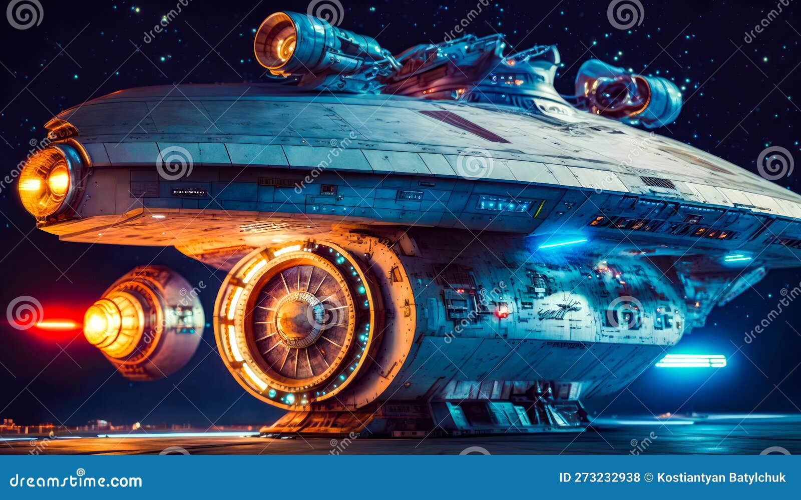 Large Star Trek Vehicle on Runway at Night. Generative AI Stock ...