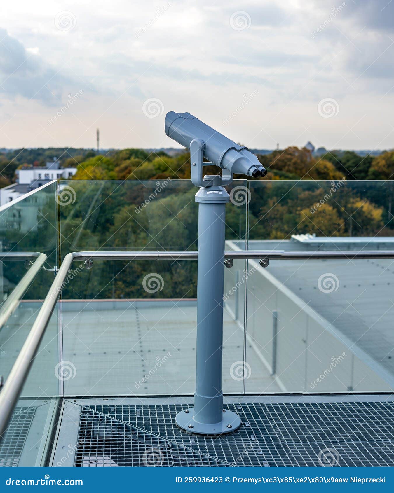 Large, Stationary Observation Binoculars Mounted on the Observation ...