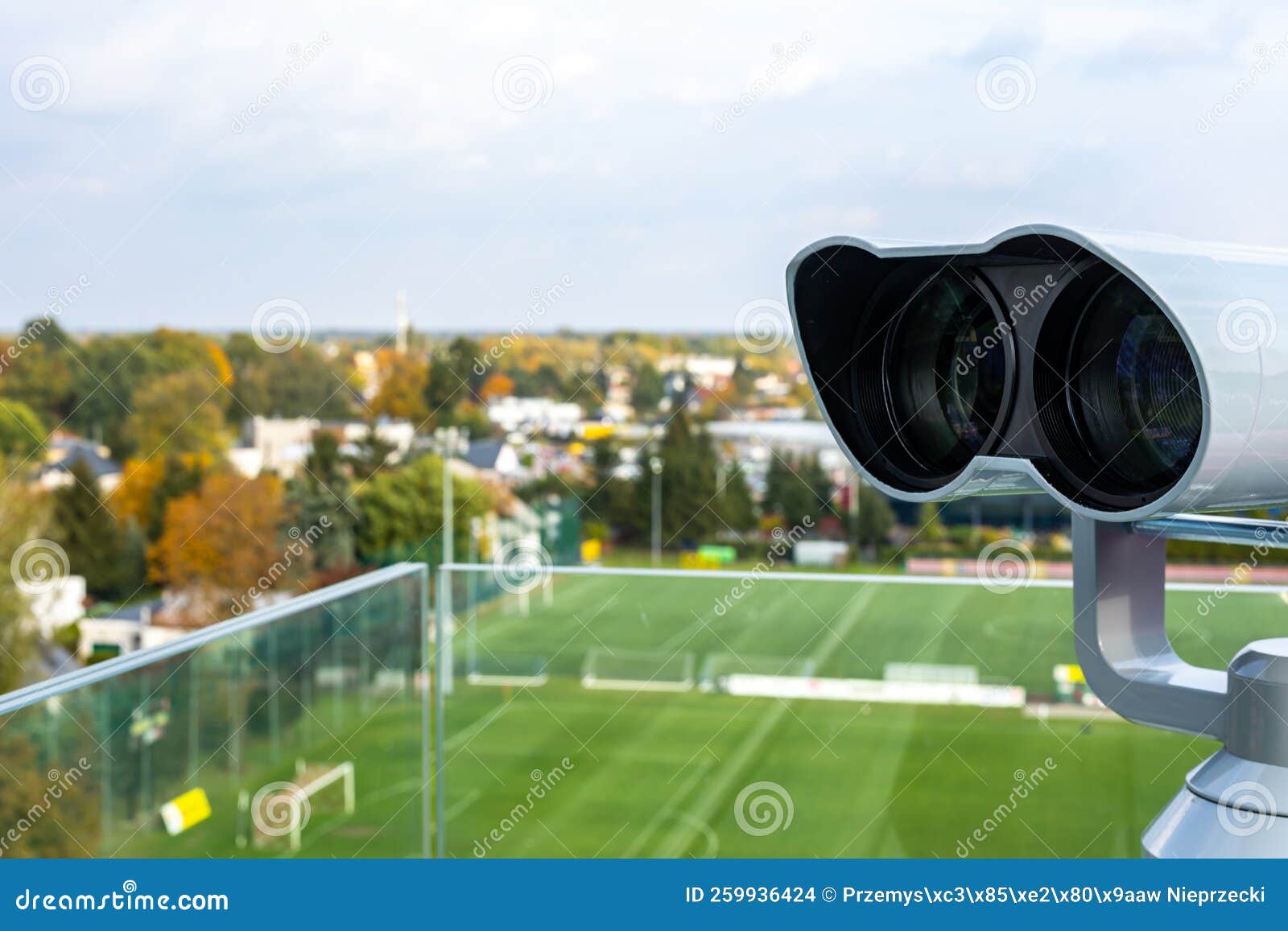 Large, Stationary Observation Binoculars Mounted on the Observation ...