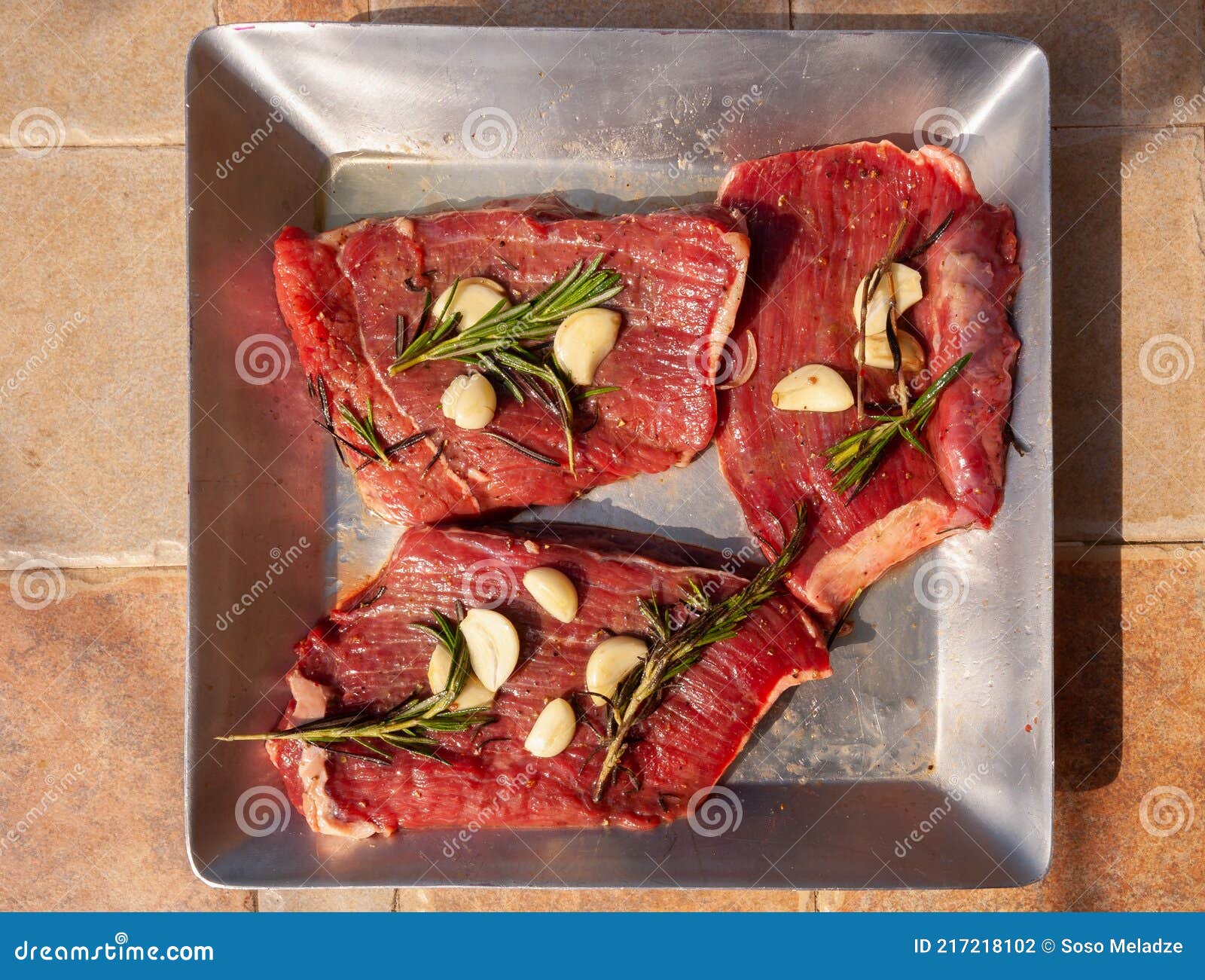 Large Steaks. Fresh Pieces of Meat Stock Photo - Image of diet, butcher ...