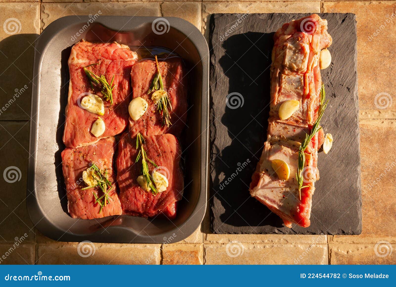 Large Steaks. Fresh Pieces of Meat Stock Photo - Image of appetizer ...