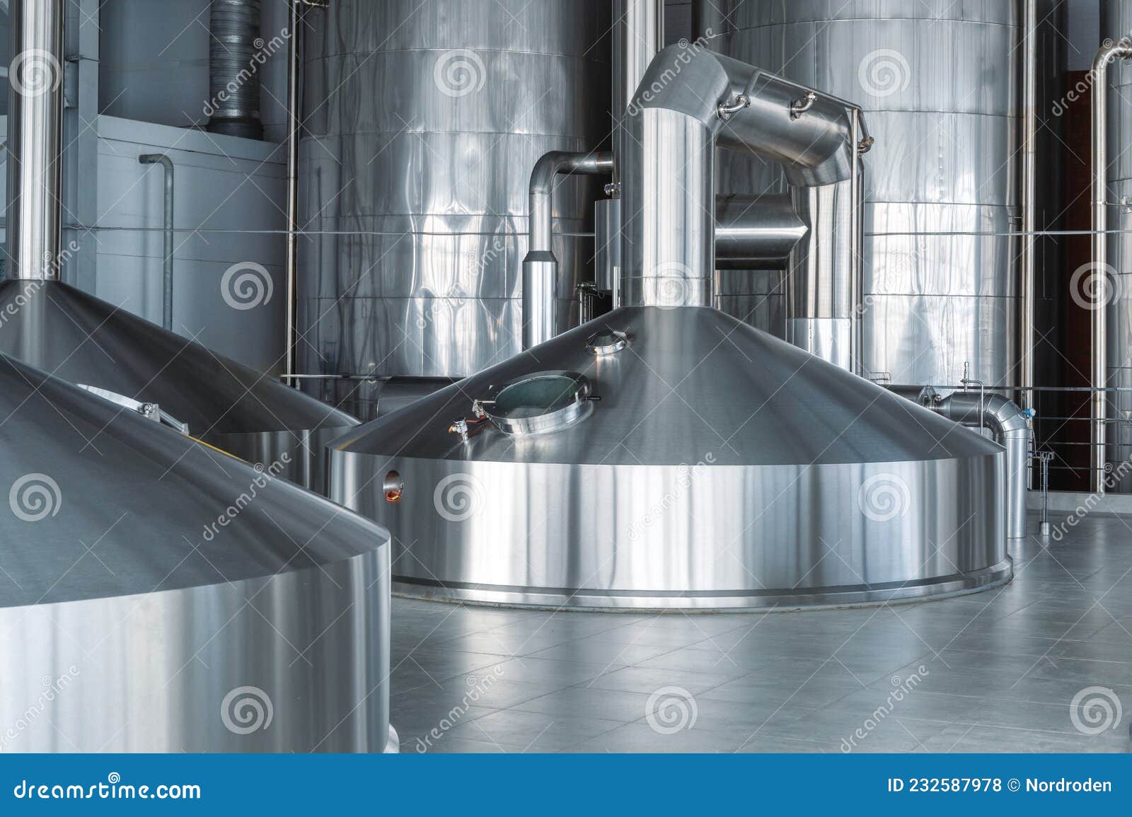 Large Steel Barrel for Beer Fermentation Brewing Stock Photo - Image of ...
