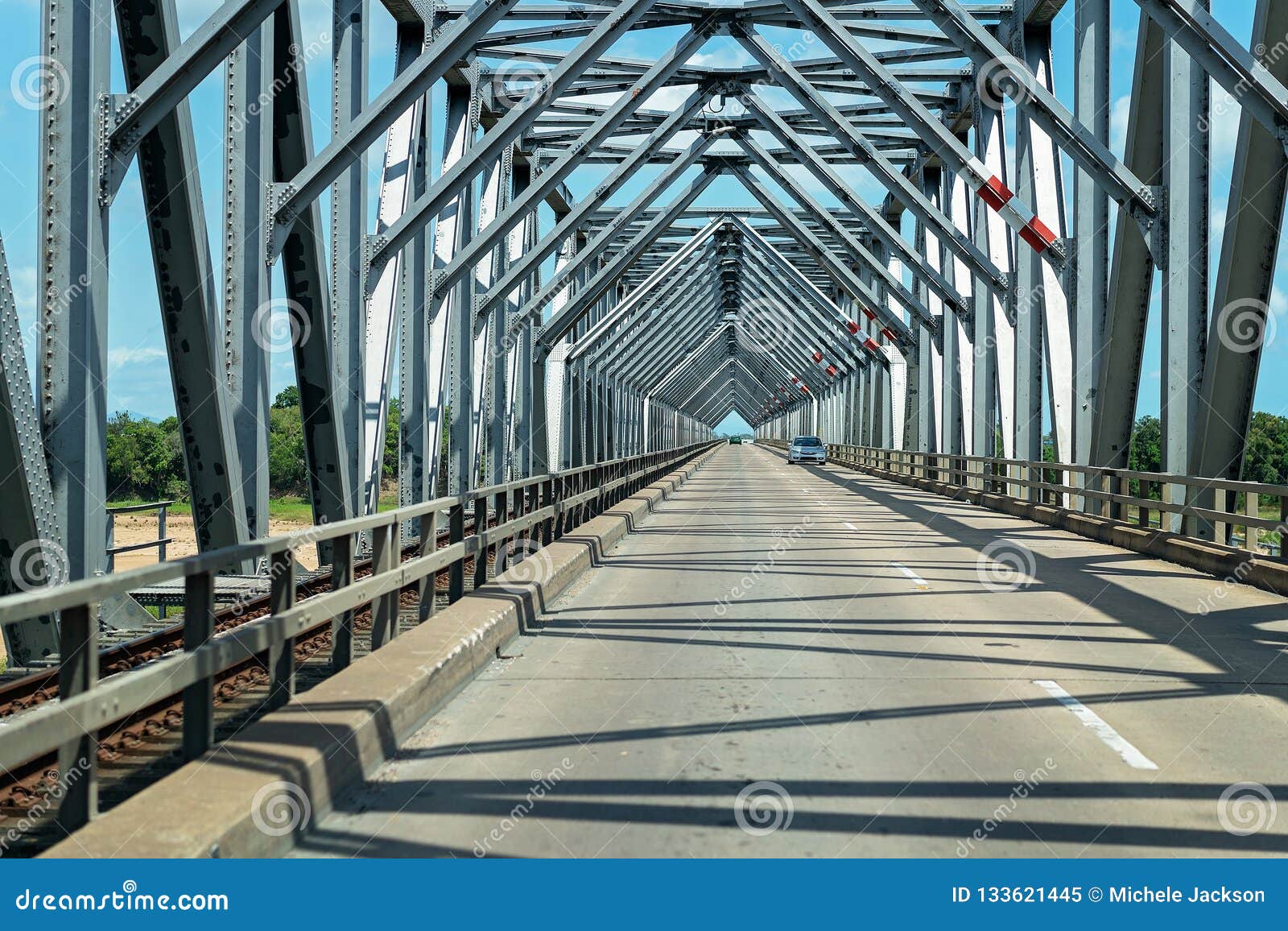 Large Steel Bridge Structure Over a Road Stock Image - Image of angles ...
