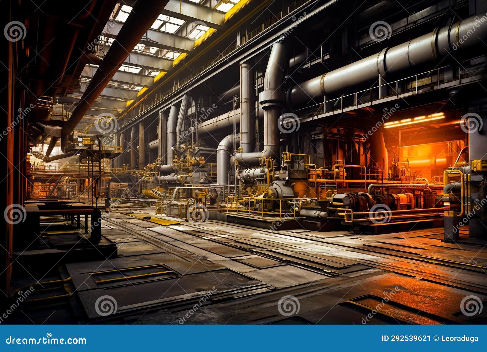Large Steel Factory Warehouse. Generative AI Stock Illustration ...