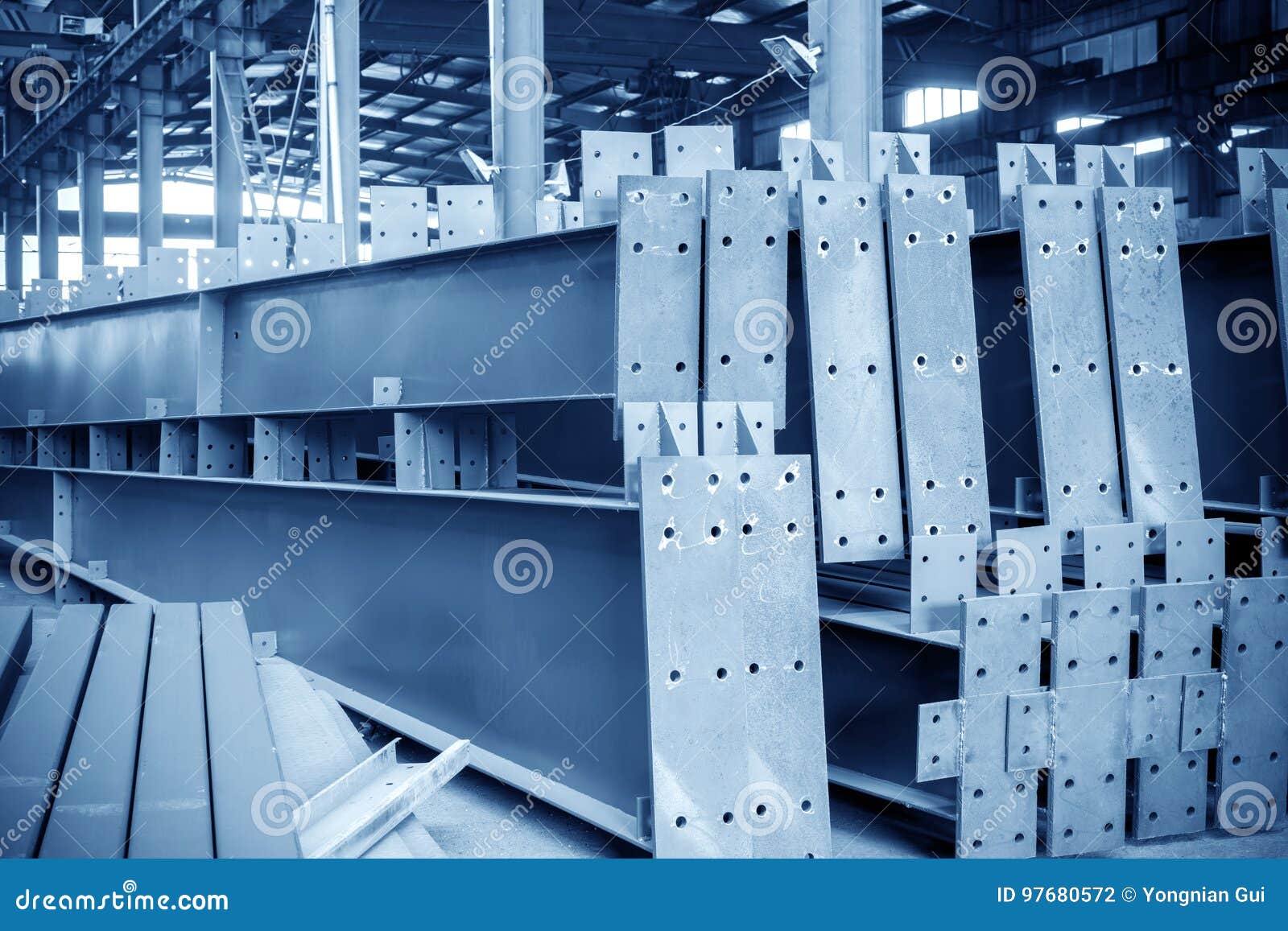 Large Steel Factory Warehouse Stock Photo - Image of line, aisle: 97680572