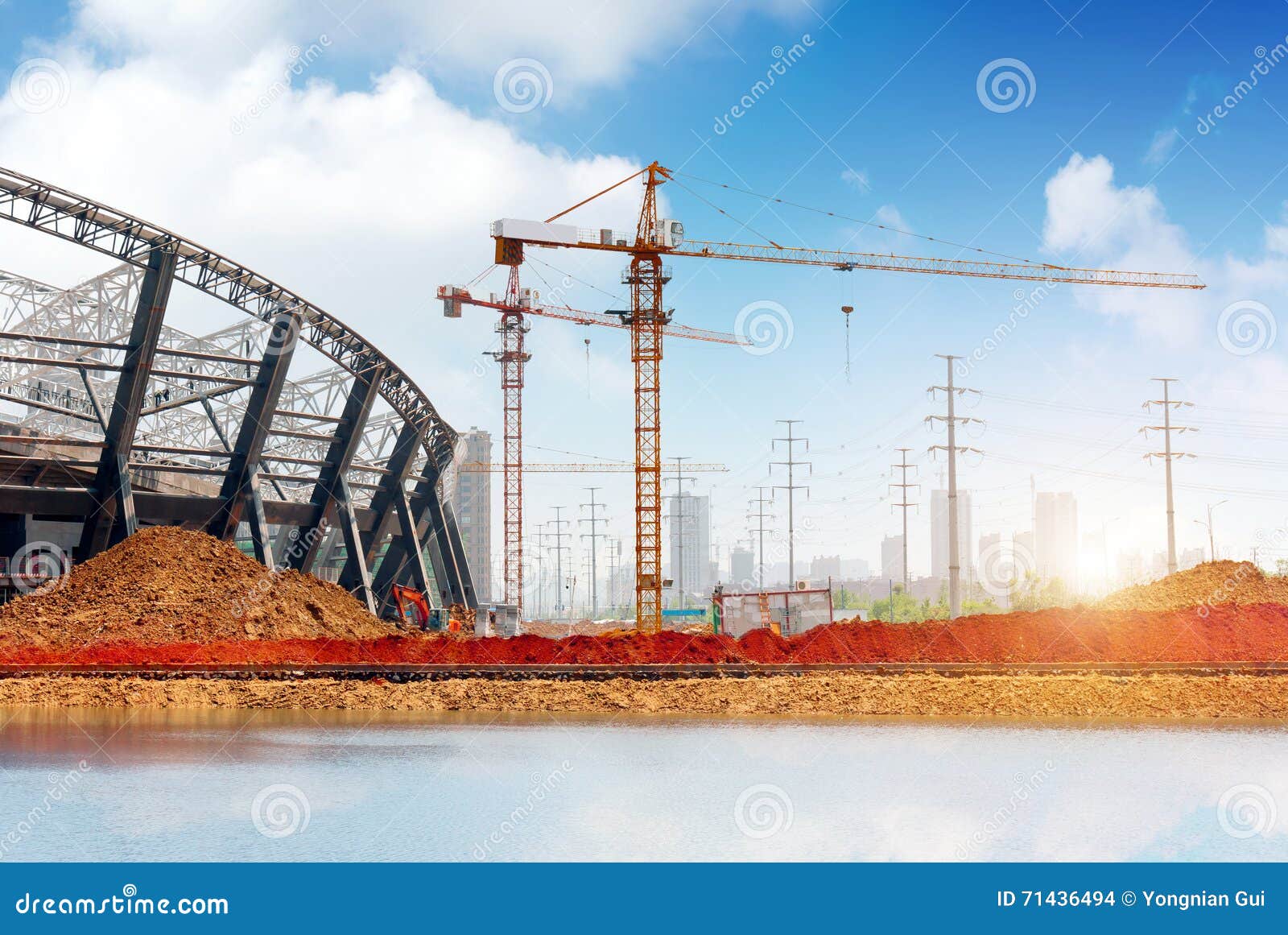 Large Steel Structure Construction Site Stock Photo - Image of ...