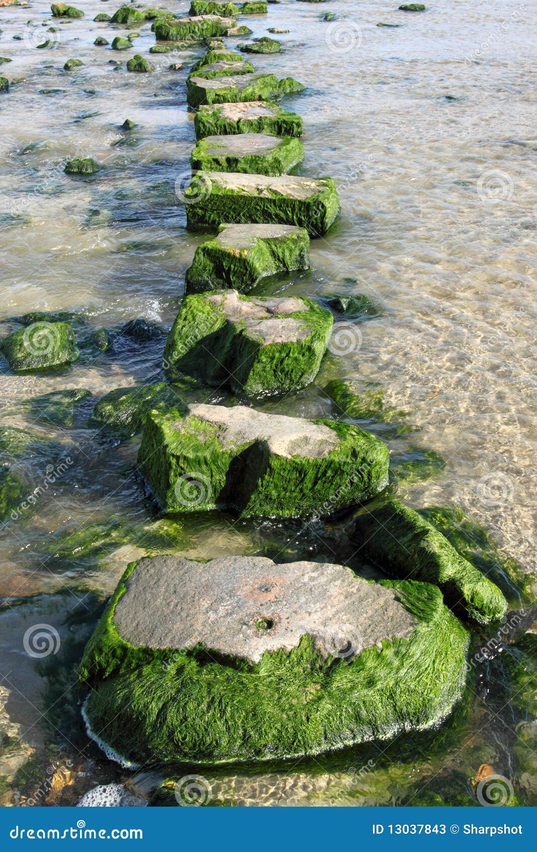 Large Stepping Stones Across a Stream. Stock Image - Image of granite ...