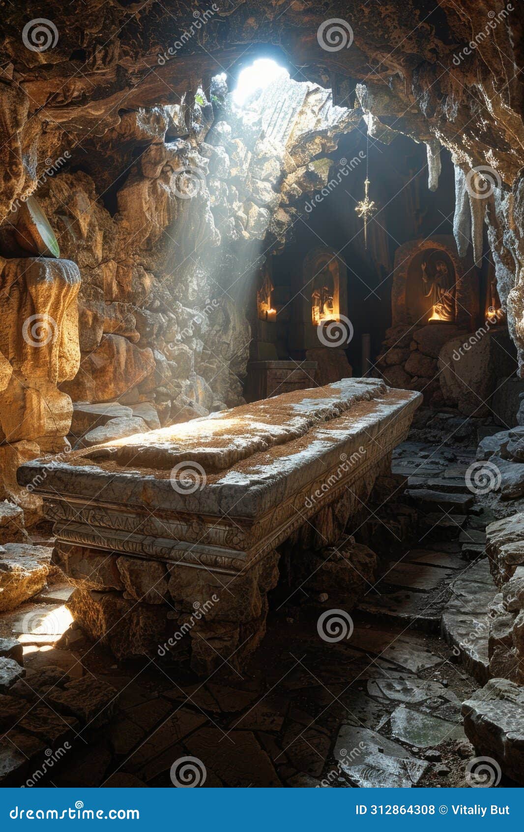 Large Stone Bench in Cave stock photo. Image of cave - 312864308