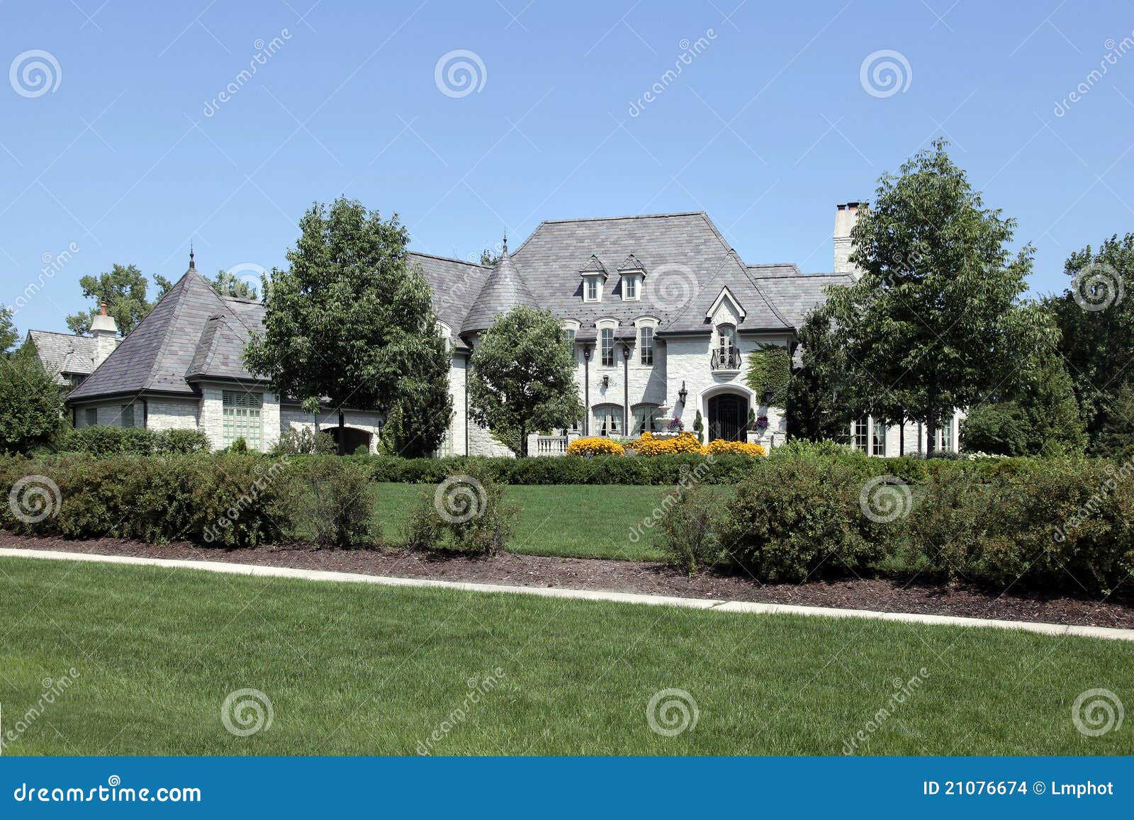 Large stone and cedar home stock photo. Image of contemporary - 21076674