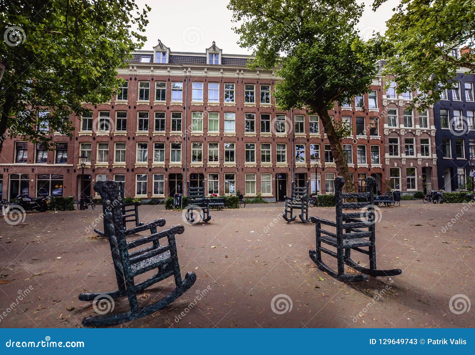 Large Stone Chairs on the Square in Amsterdam. Stock Image - Image of ...