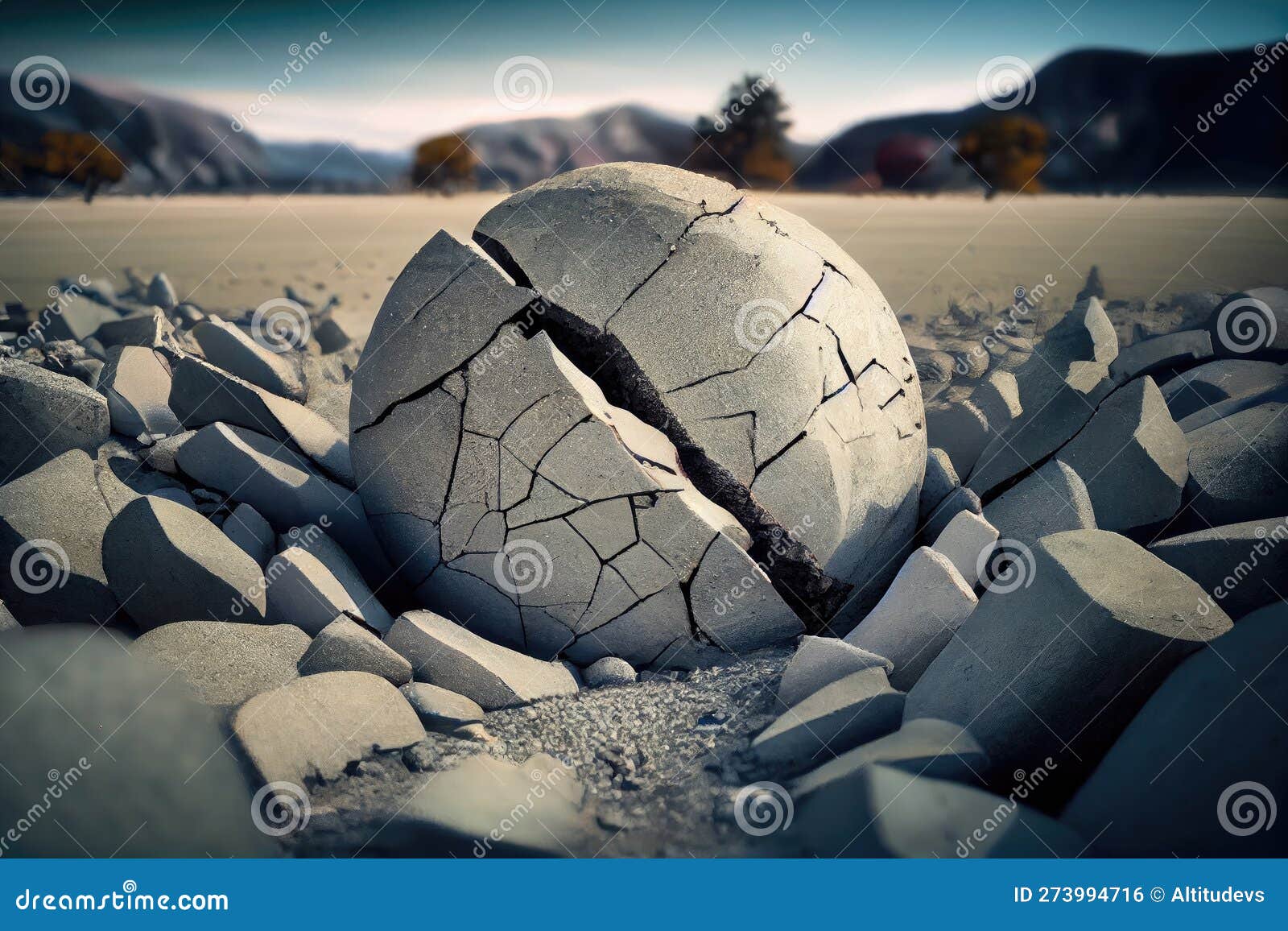 Large Stone Cracked Many after Earthquake in Aftermath Stock ...