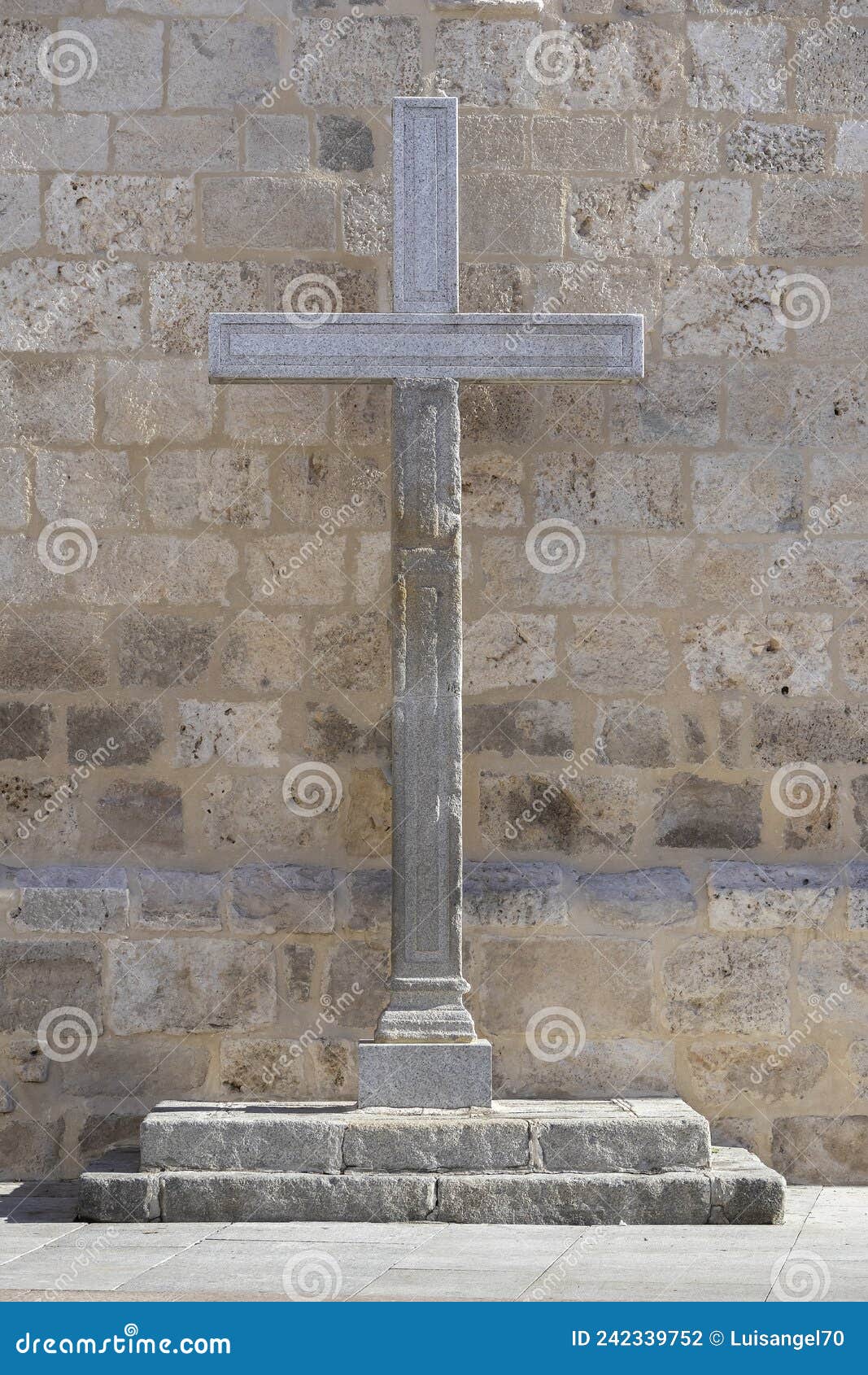 Large Stone Cross in Front of a Church Wall Stock Photo - Image of ...
