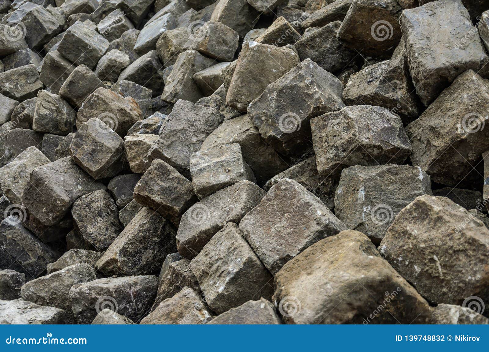 Large Stone Pavement for Building and Laying Roads Stock Photo - Image ...