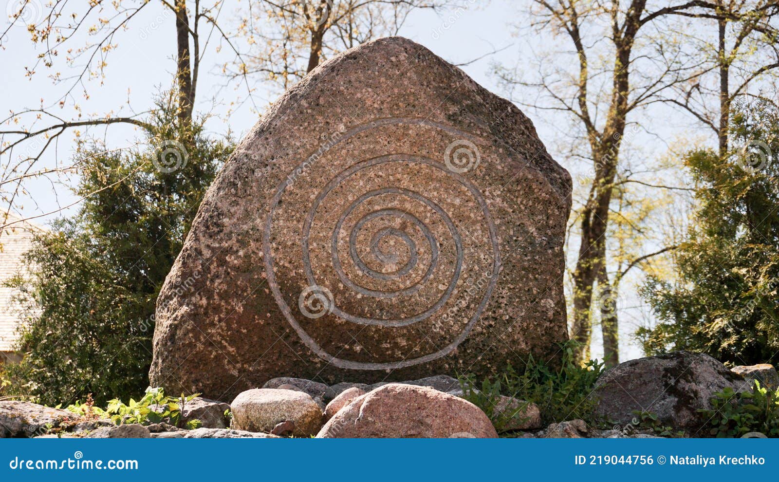 Large Stone with a Rune. Celtic Spiral on Stone Stock Photo - Image of ...
