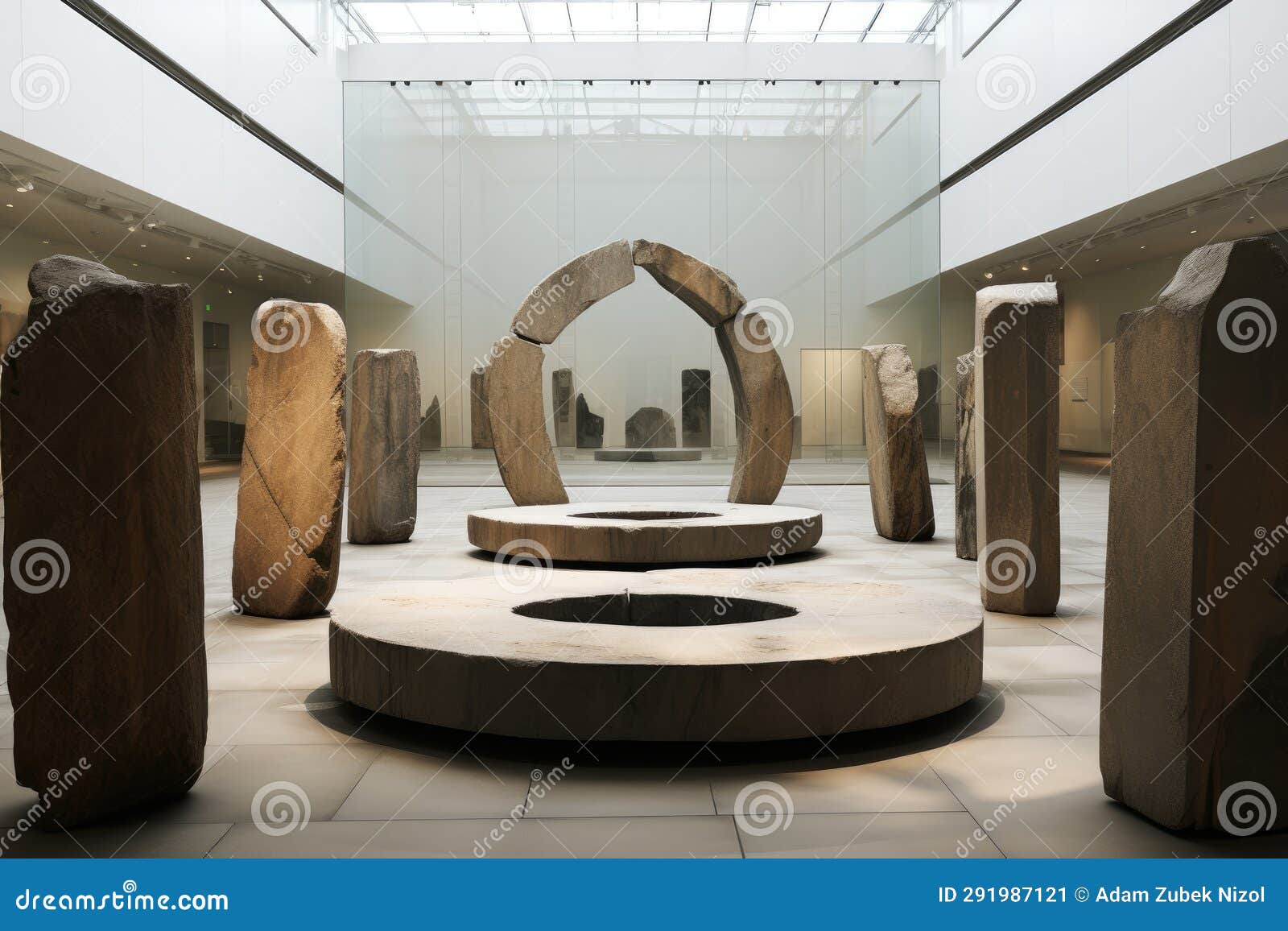 A Large Stone Sculpture in a Museum Stock Illustration - Illustration ...
