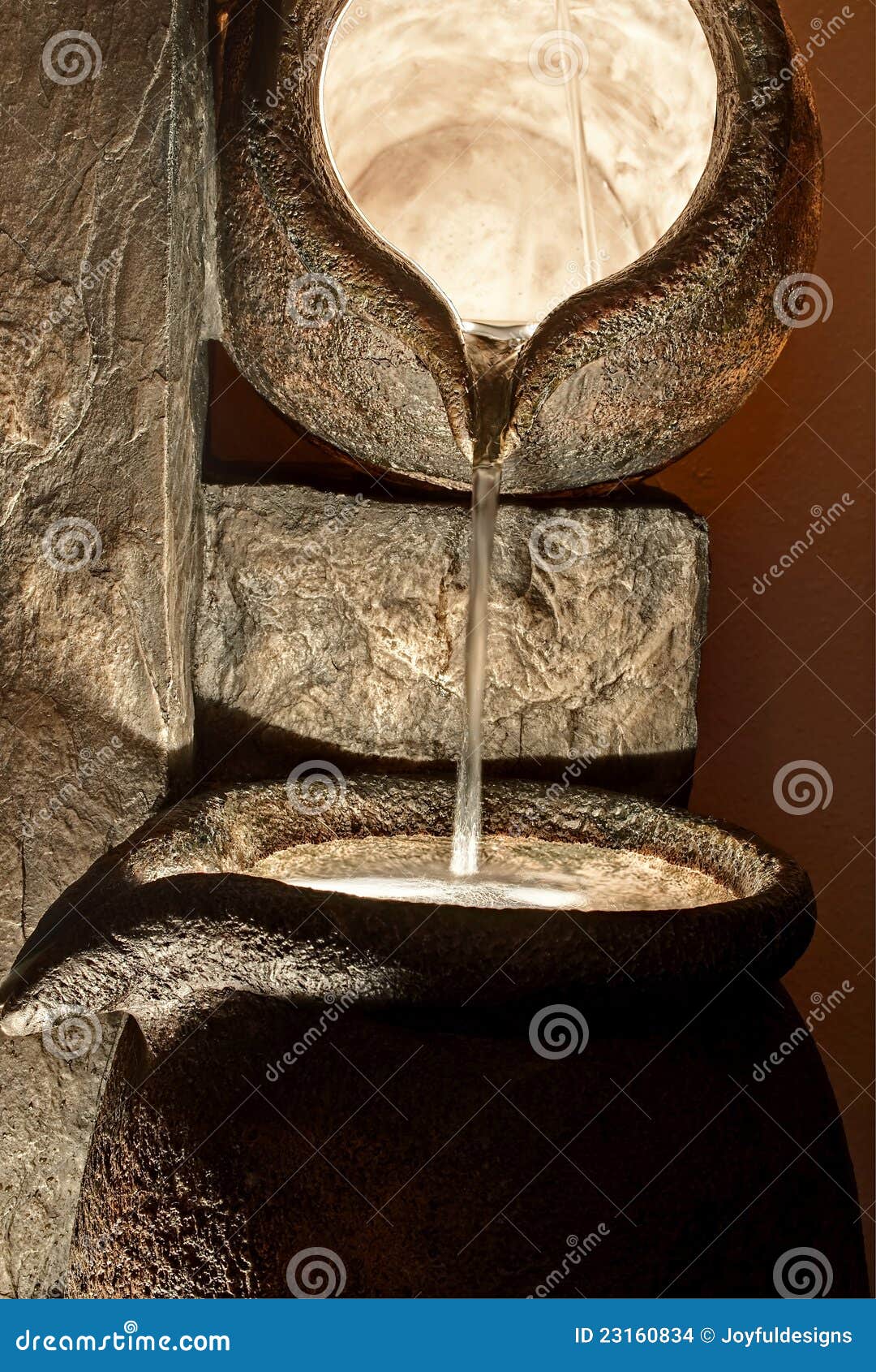 Large Stone Water Fountain Pouring Stock Photo - Image of pottery ...