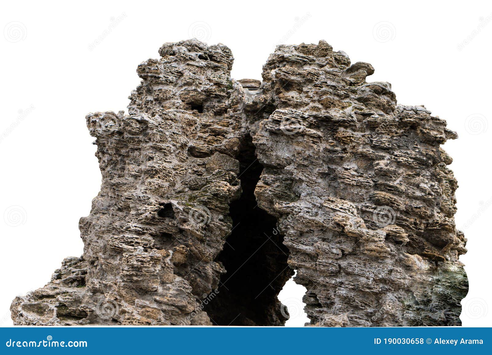 Large Stone Rock on a White Background in Isolation Stock Photo - Image ...