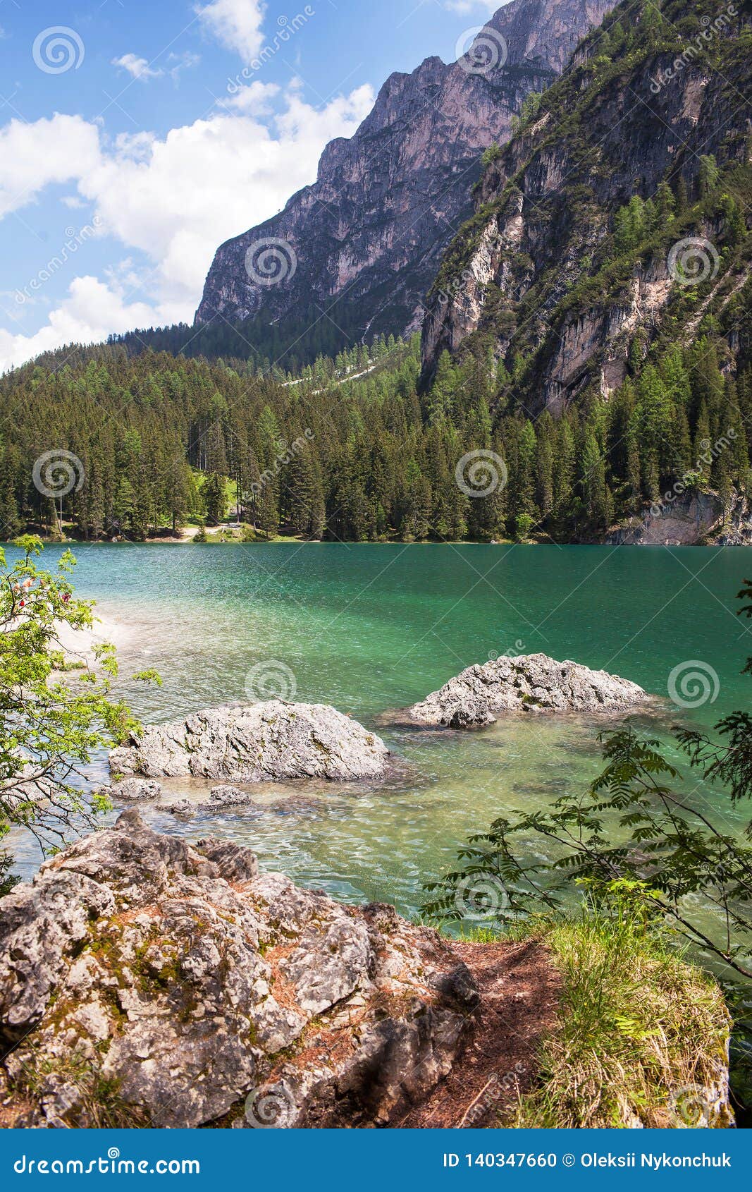 Large Stones on the Background of the Lake in the Alpine Mountains ...