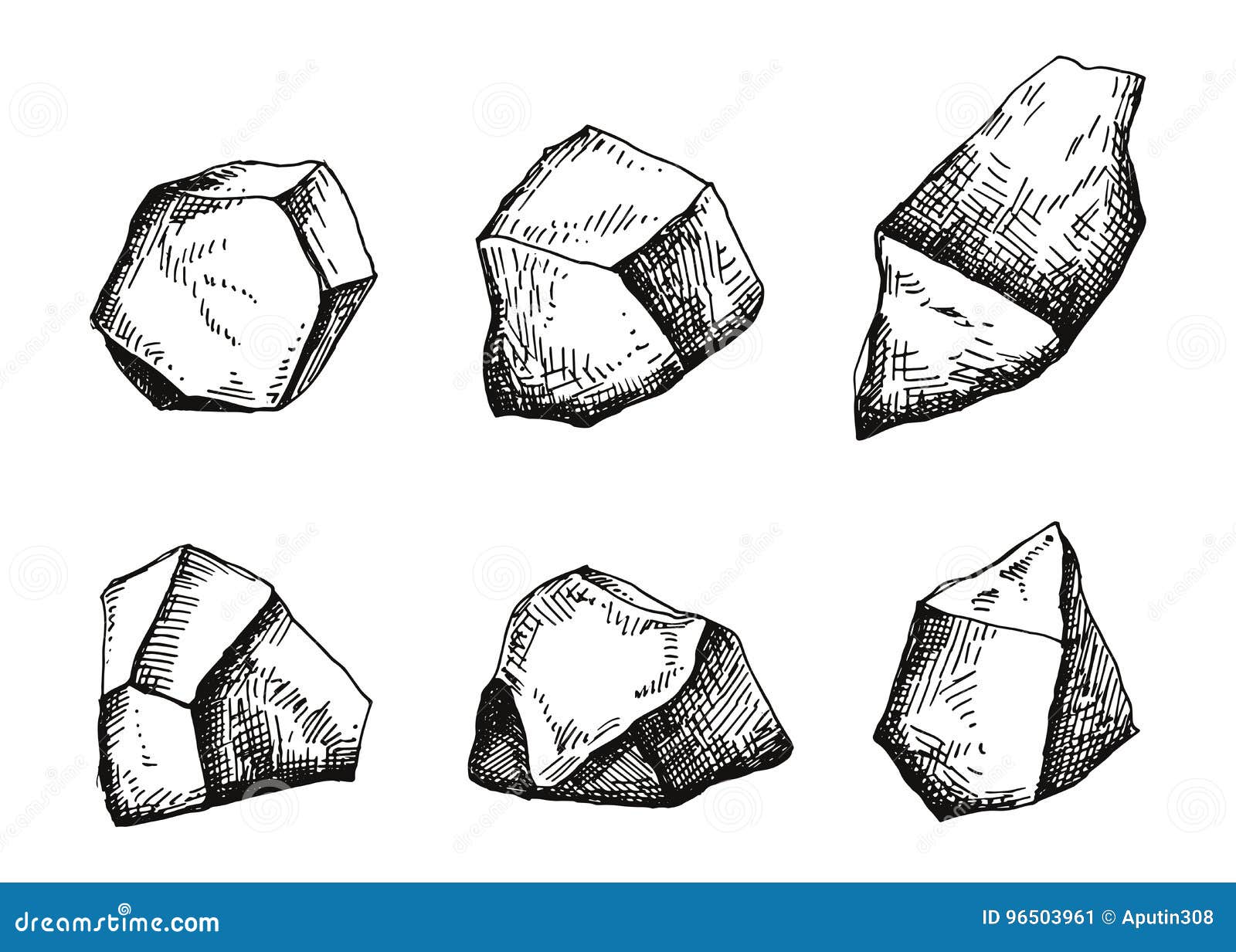 Large stones. Hand drawing stock vector. Illustration of vector - 96503961