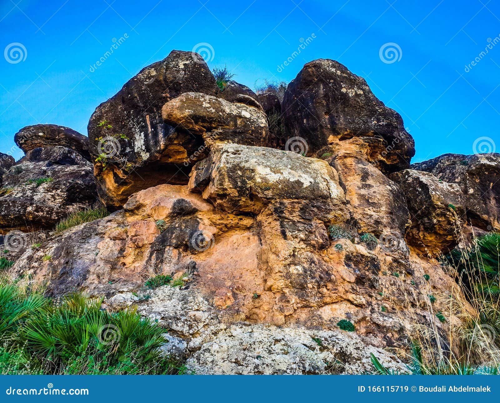 Large Stones in the Mountains with Trees Stock Image - Image of large ...