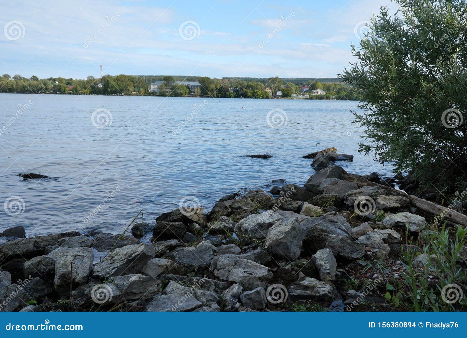 Large Stones on the River Bank. Stock Photo - Image of tree, scenery ...
