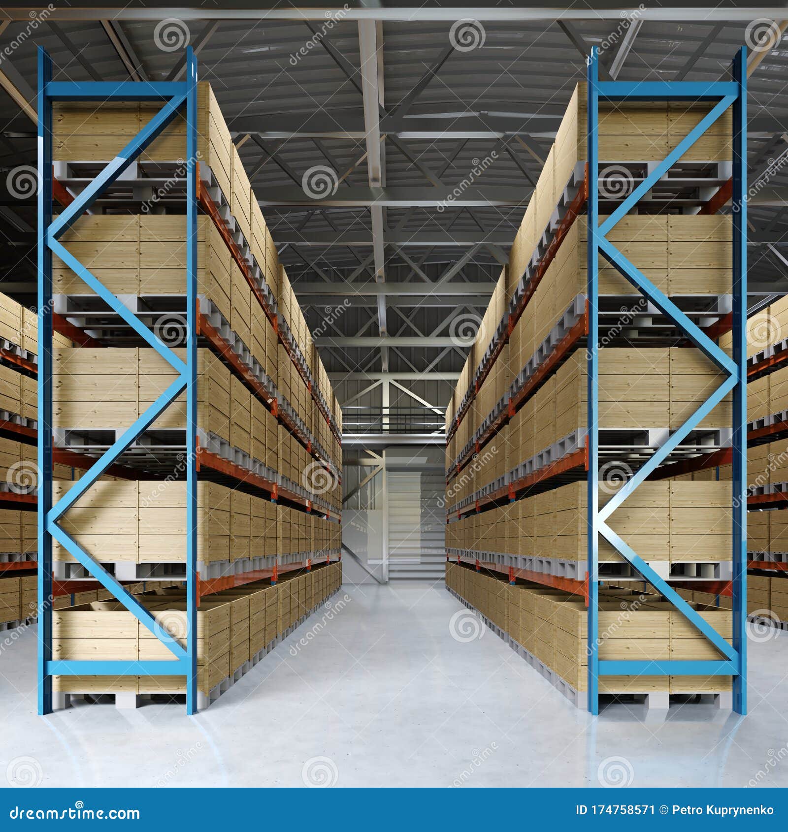 Large Storage Room with Shelving and Pallets Stock Illustration ...