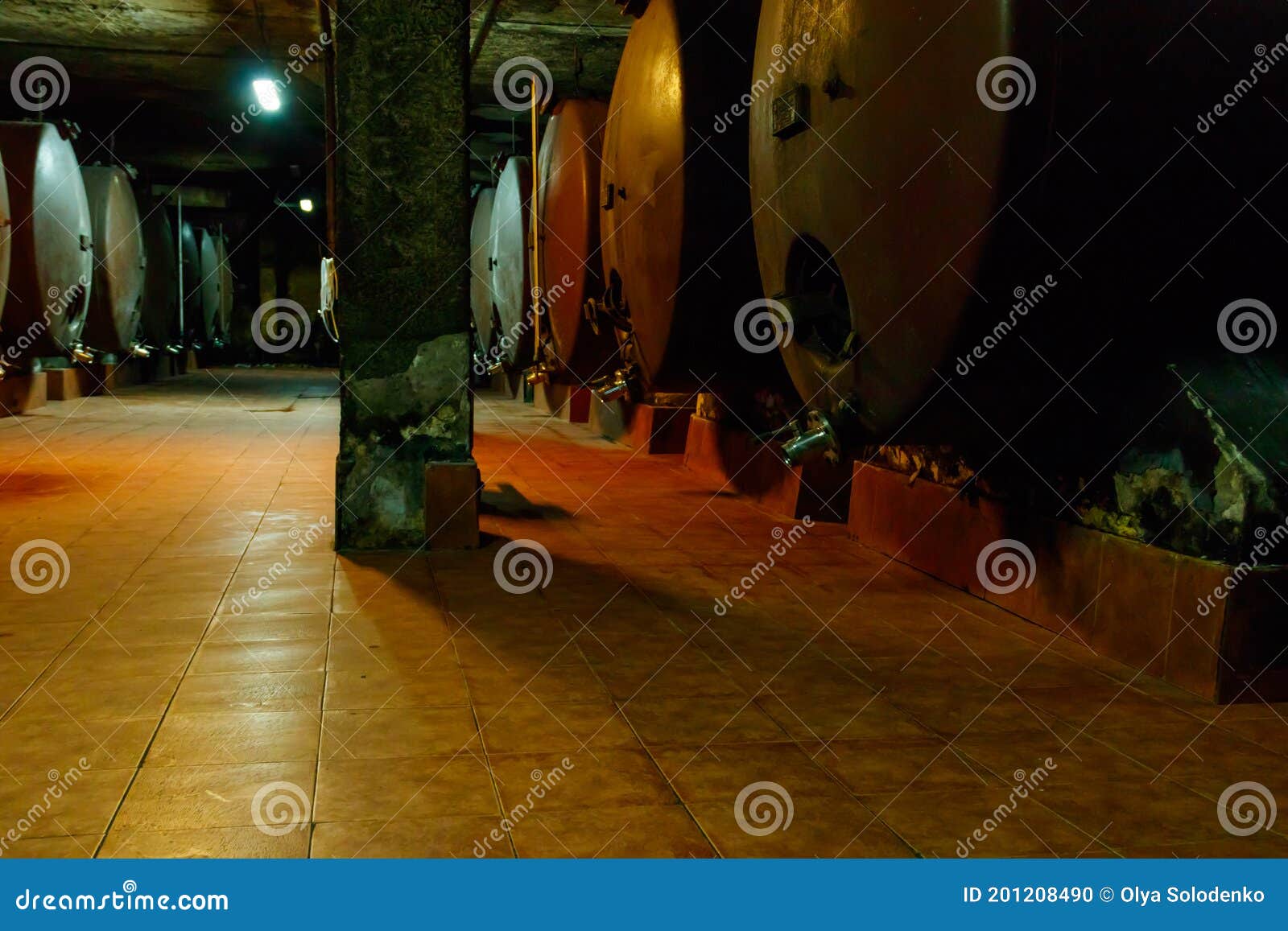 Large Storage Tanks Where Grape Juice is Aged into Wine Located in a ...