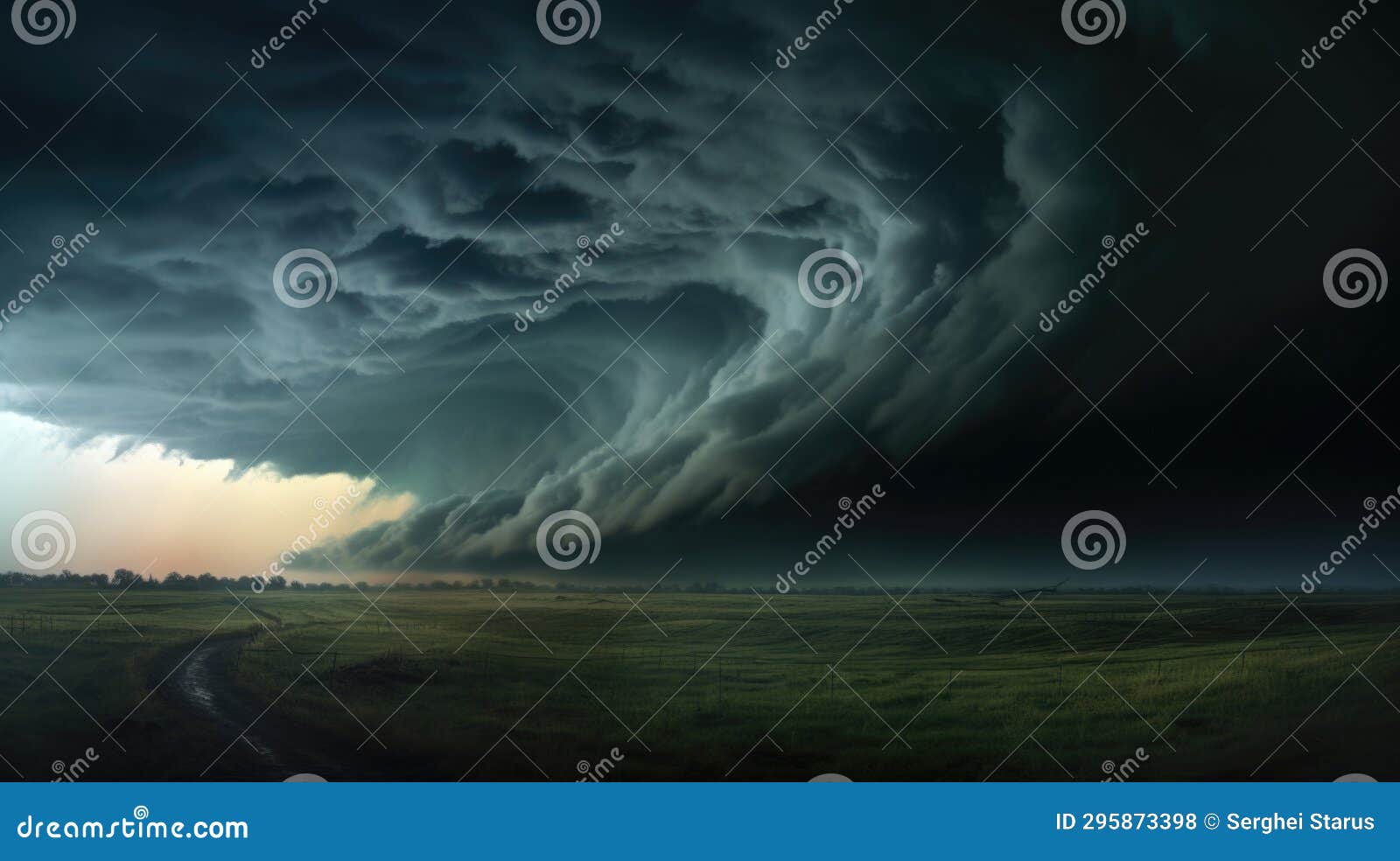 A Large Storm Cloud is Seen Over a Field, AI Stock Photo - Image of ...