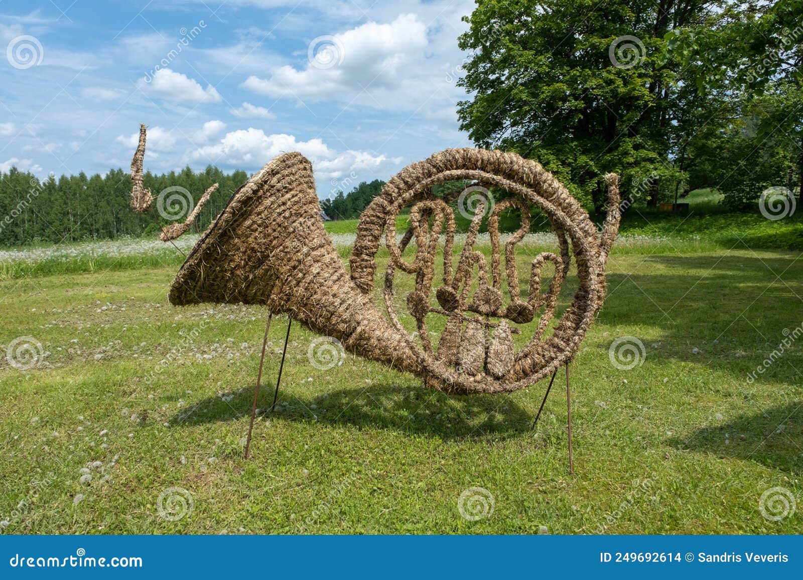 Large Straw Sculpture. Musical Instrument in the Meadow. Editorial ...