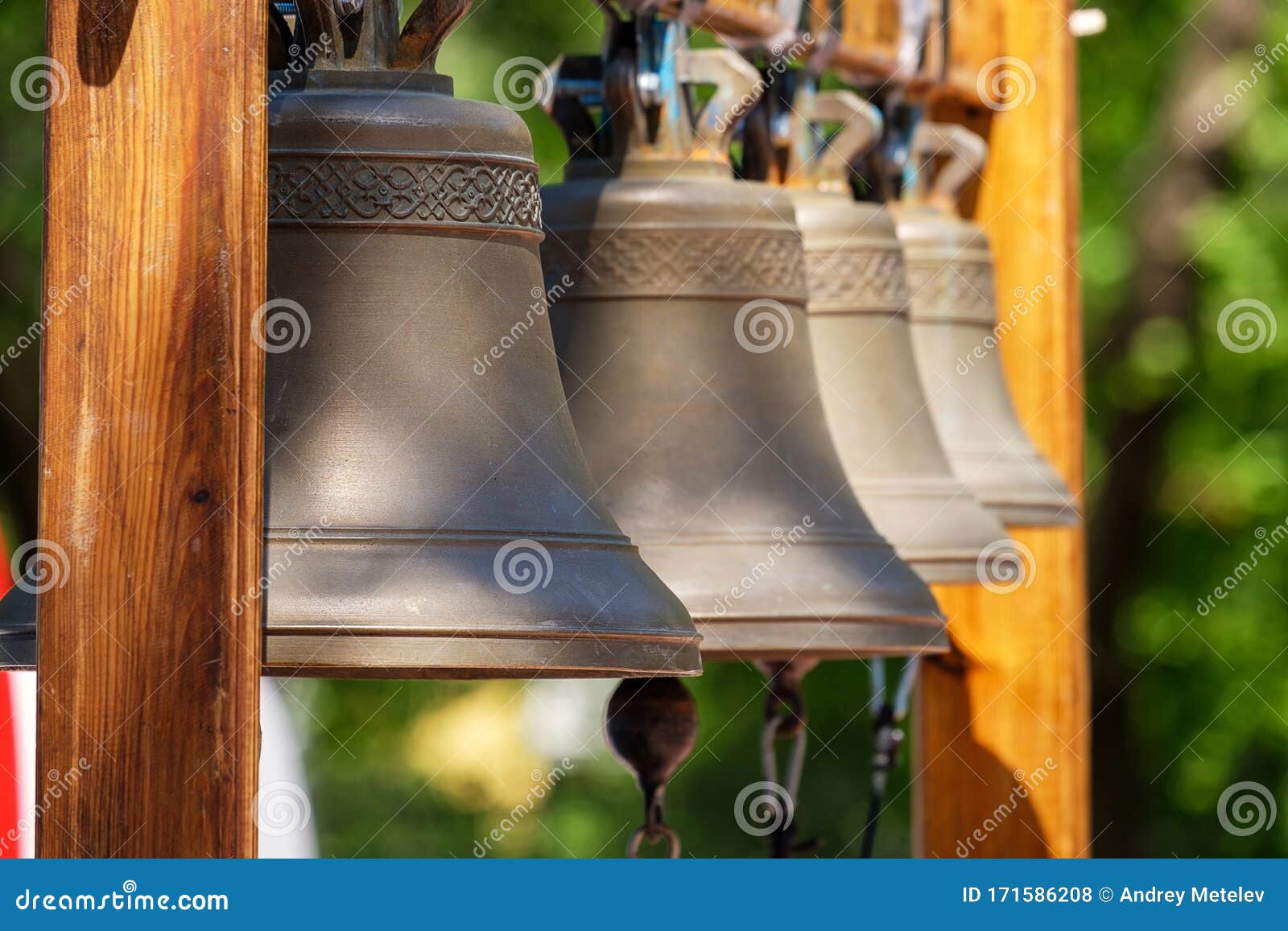 Large Street Bells are Set Outside Stock Photo - Image of seasonal ...
