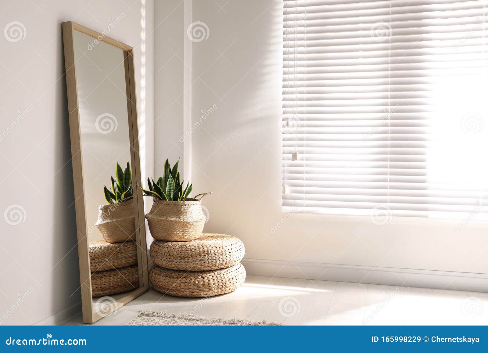 Large Stylish Mirror in Room. Element of Interior Design Stock Image ...