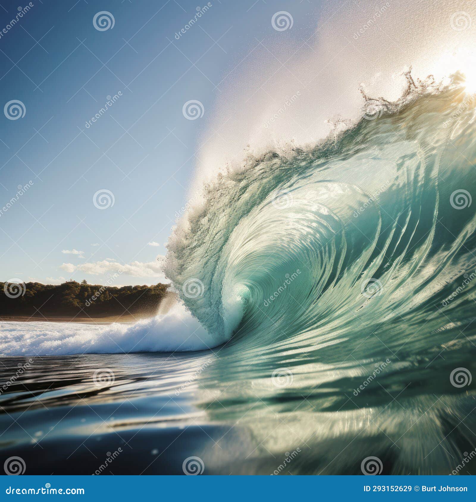Large Surf Breaking Near a Beach Stock Image - Image of motion, water ...