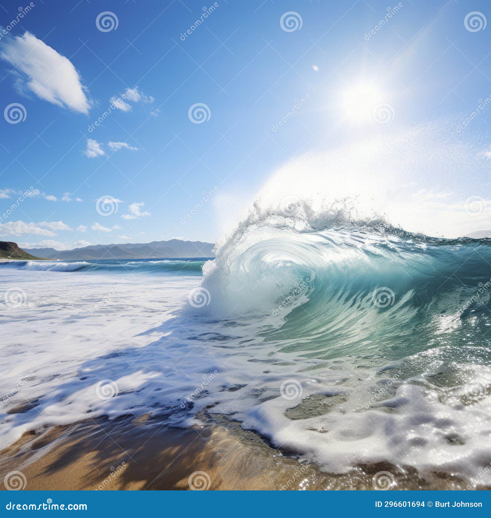 Large Surf Breaking Near a Beach Stock Photo - Image of landscape ...